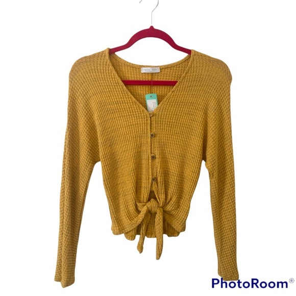 emory park | Tops | Nwt Emory Park Jilli Waffle Tie Front Knit Top ...